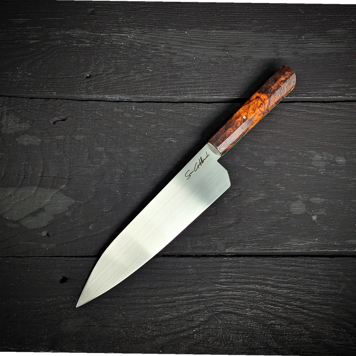 8.25" Chef's Knife with Ironwood Frame Handle – Sam Goldbroch Sharp Co.